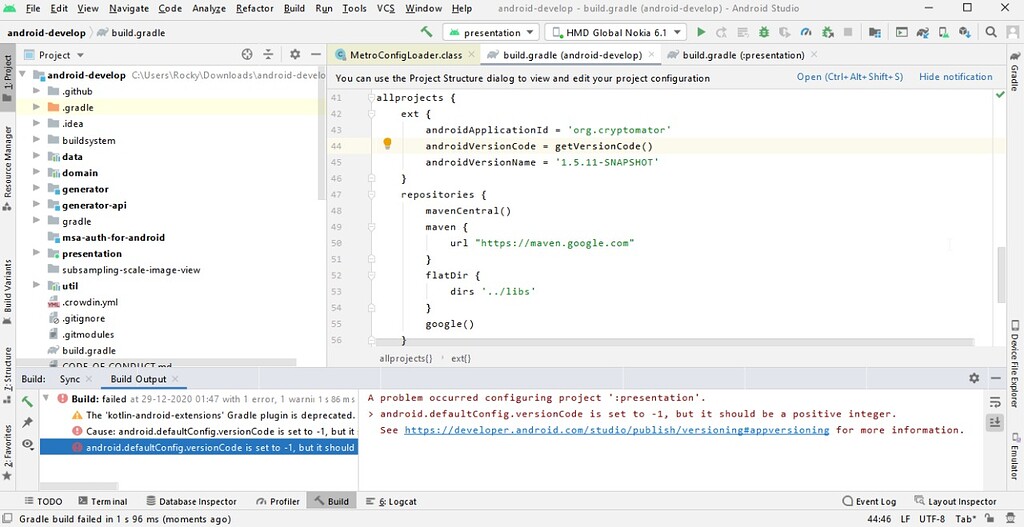 How To Fix Androiddefaultconfigversioncode Is Set To 1 But It Should Be Ve Error